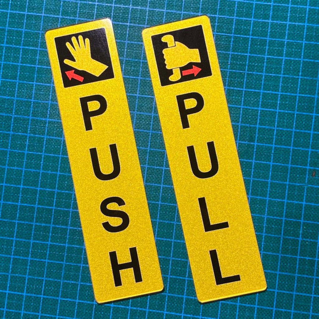PUSH AND PULL ACRYLIC DOOR SIGN GOLD OR SILVER WITH REFLECTIVE ...