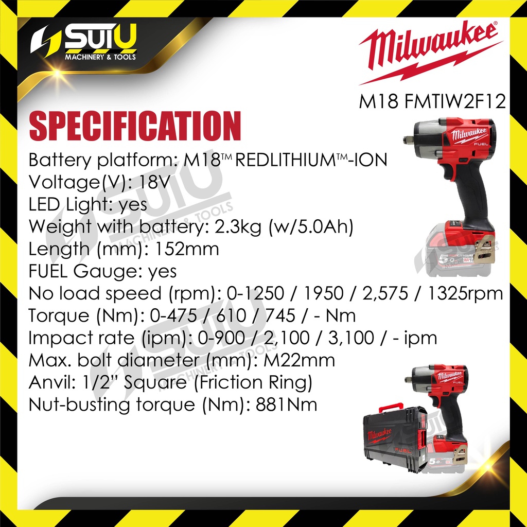 MILWAUKEE M18 FMTIW2F12-0X0 AISA / FMTIW2F12-502X FUEL™ Gen II 1/2 ...