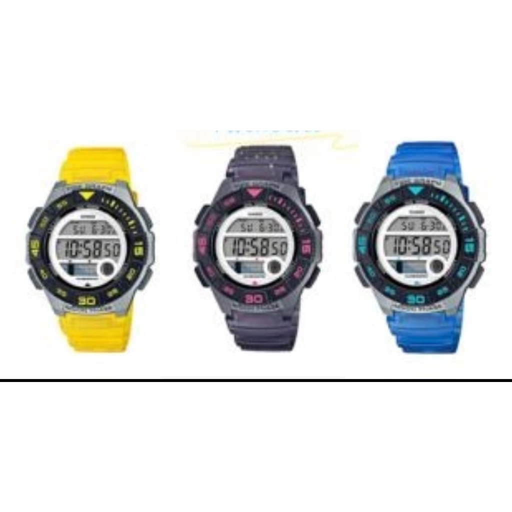 Casio LWS-1100H Youth Digital Moon Data Tide Graph Black Resin Watch ...