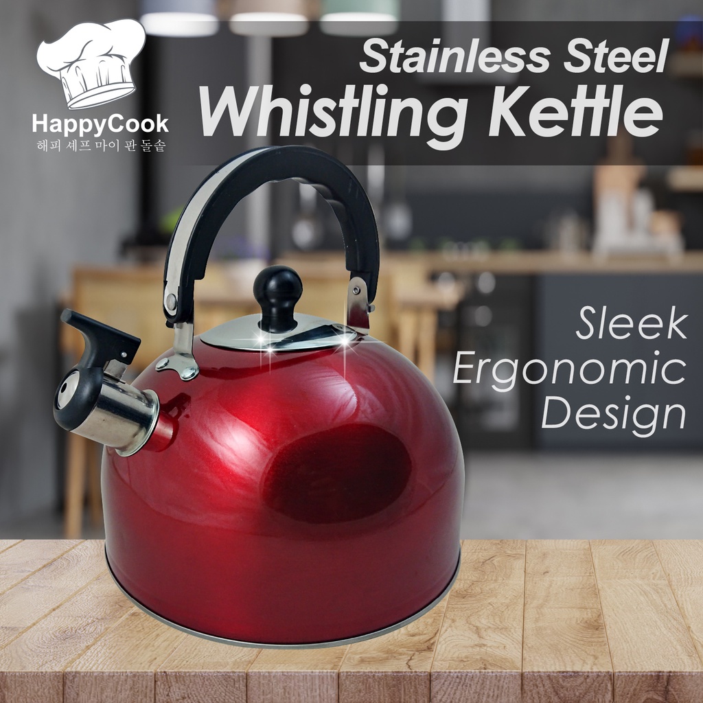 HappyCook 3L Stainless Steel Whistle Kettle / Cerek Air Panas Berbunyi ...