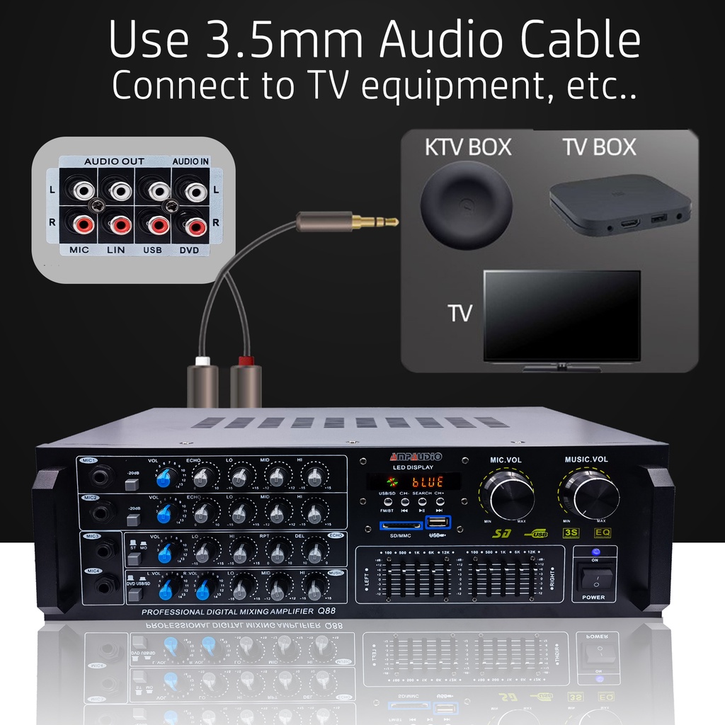Ampaudio AV88F Karaoke Amplifier Bluetooth Stereo Amplifier Wireless ...