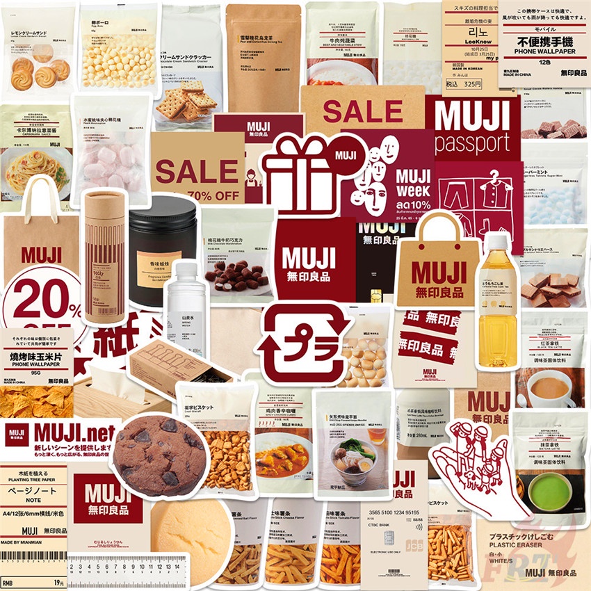 MUJI Series 01 Stickers 56Pcs/Set Fashion DIY Waterproof Decals Doodle Stickers | Shopee Malaysia