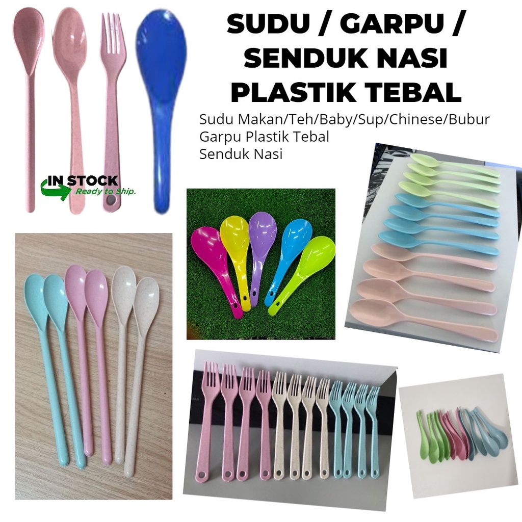 1 PCS SUDU MAKAN SUP GARPU /BABY/TEH PLASTIK TEBAL THICK SPOON, FORK ...