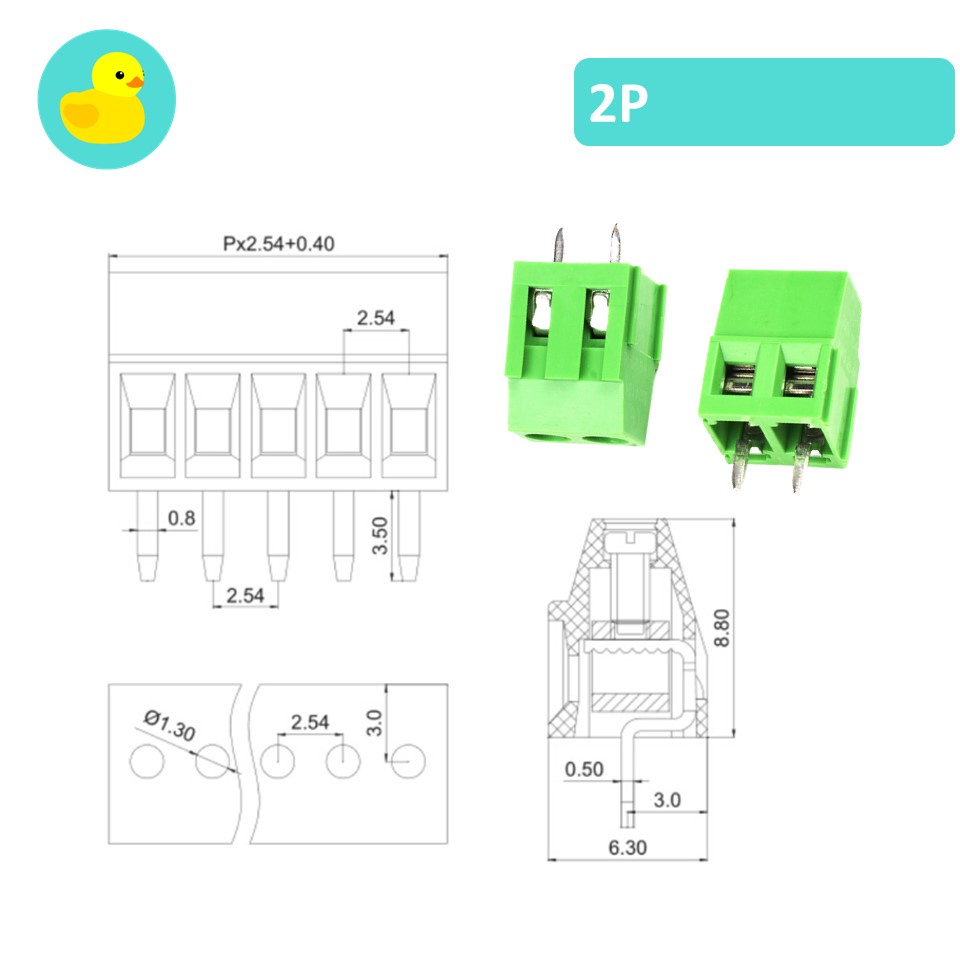 KF128-2P / KF128-3P PCB Terminal Block 150V 6A 2.54mm Pitch | Shopee ...