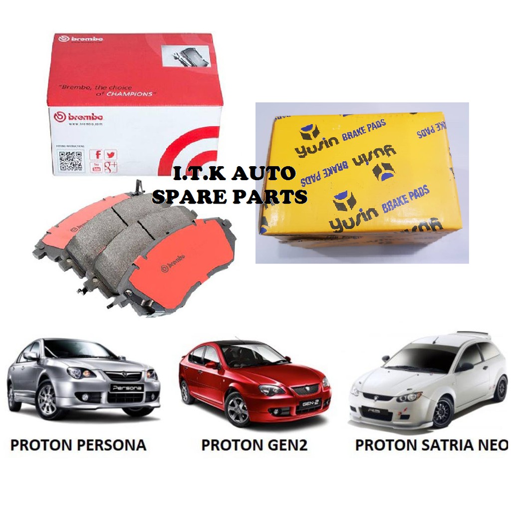 ORIGINAL BREMBO / YUSIN FRONT & REAR BRAKE PAD FOR PROTON PERSONA/GEN 2 ...
