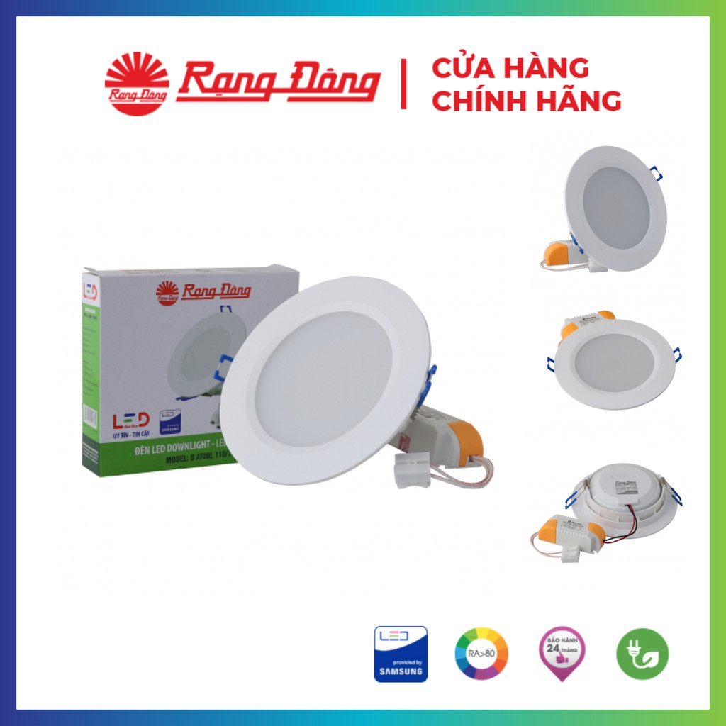 Rang Dong 7W round LED ceiling light, 110mm hole, super bright, energy saving, Model: D AT06L ...