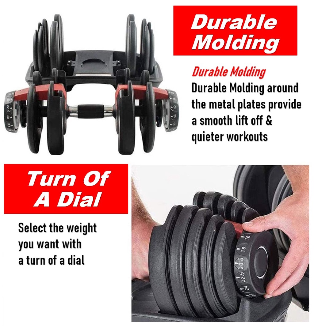 🔥🔥 ADSPorts [24KG / ~ 52.5LB] Professional Self Adjusting Dumbbells ...