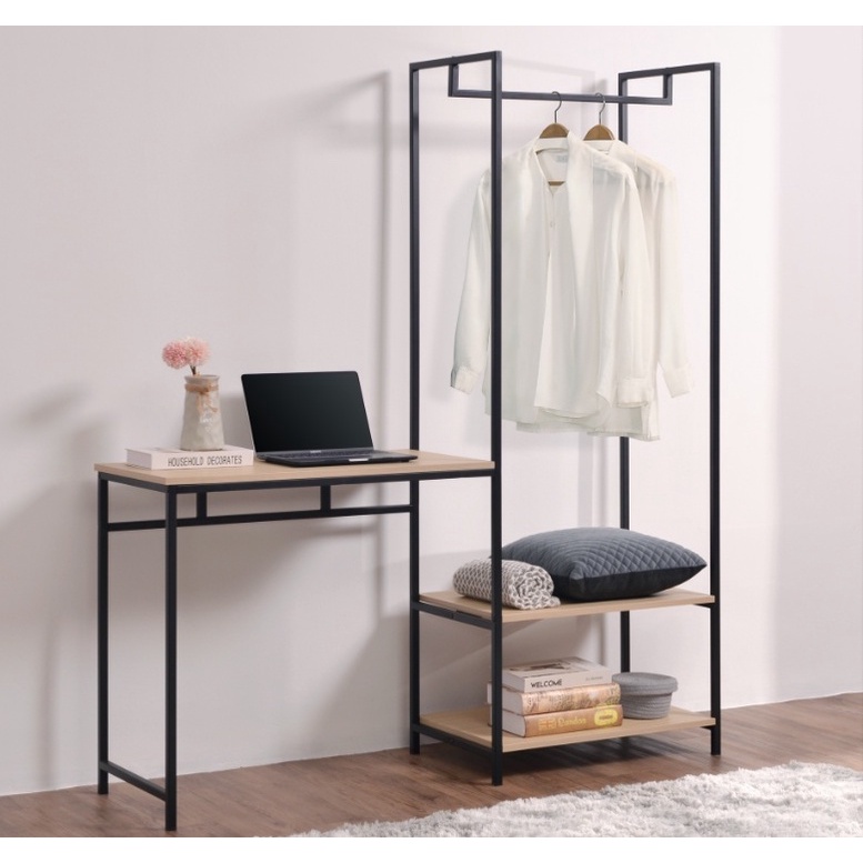 Metal Wardrobe Clothes with Study Table Garment Rack Clothes Organizer ...