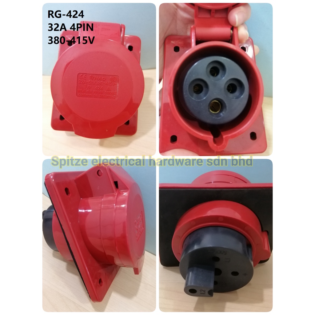 PANEL MOUNT SOCKET / 公母对插5孔工业插座连接器 IP44 3/4 PIN CEE INDUSTRIAL TERMINAL ...