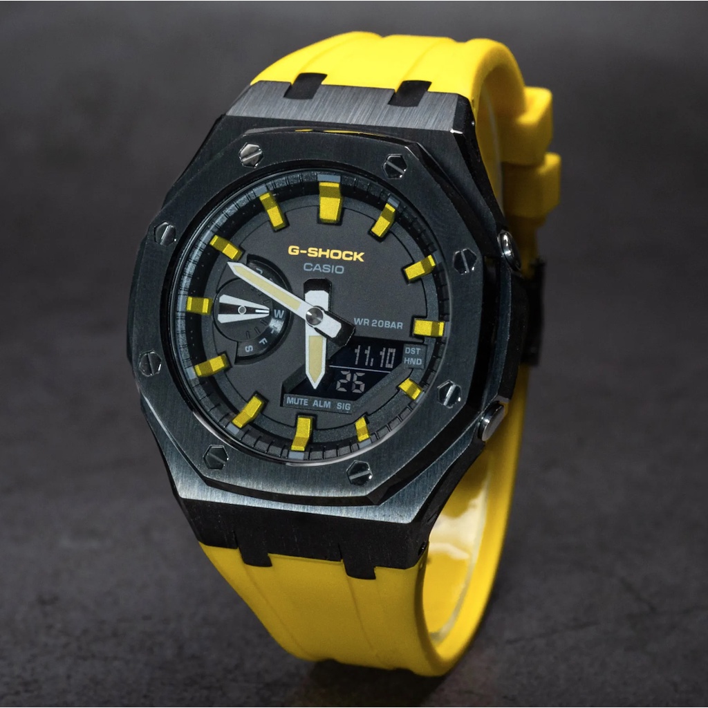 G Shock Custom GA2100 TMJ Custom AP Yellow Black G shock AP GA2100 AP G ...