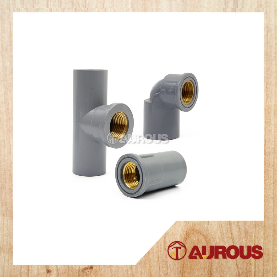 1/2'' PVC P/T SOCKET,ELBOW,TEE WITH BRASS THREAD / PIPE FITTING CONNECTOR / PENYAMBUNG PAIP PVC ...