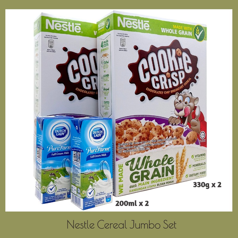 Nestle Cookie Crisp (330g) + Dutch Lady Full Cream Milk (Jumbo Set ...
