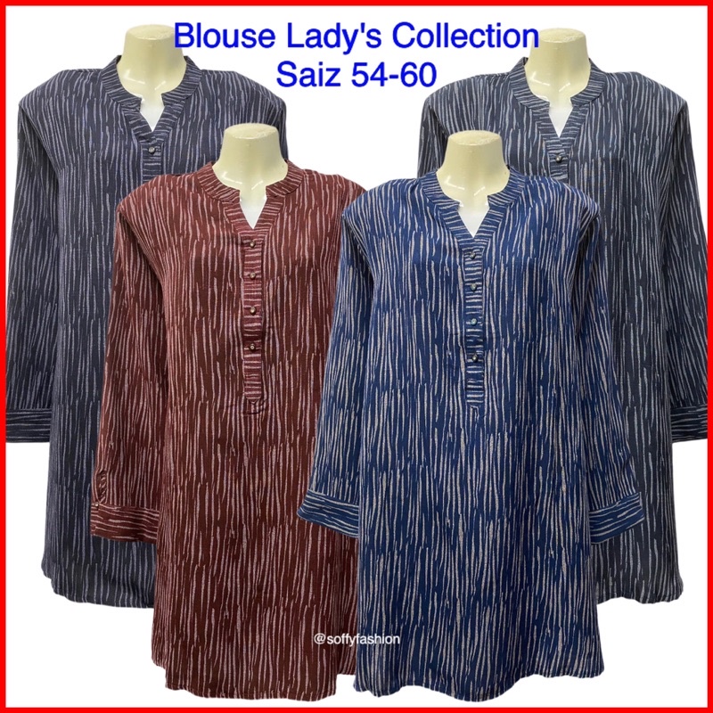 NEW BLOUSE LADY'S COLLECTION G'LADYS SIGNATURE SAIZ BESAR 54-60 BIG ...