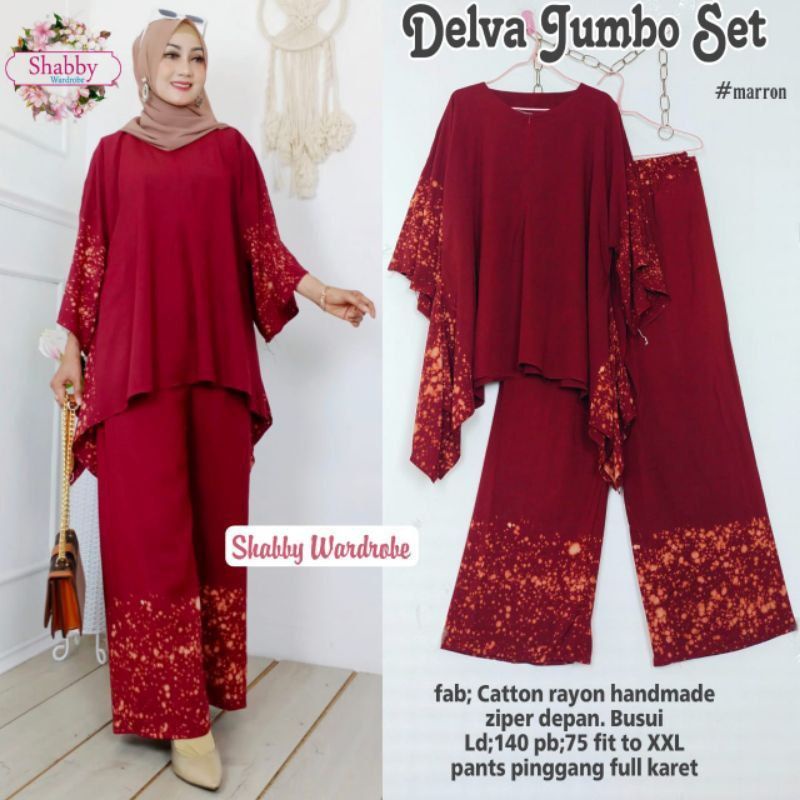 Baju MISMA Jumbo Set By UNIQU Negligee Suit Jumbo Suit Women Jumbo Ld 130cm Delva Jumbo Set Suit ...