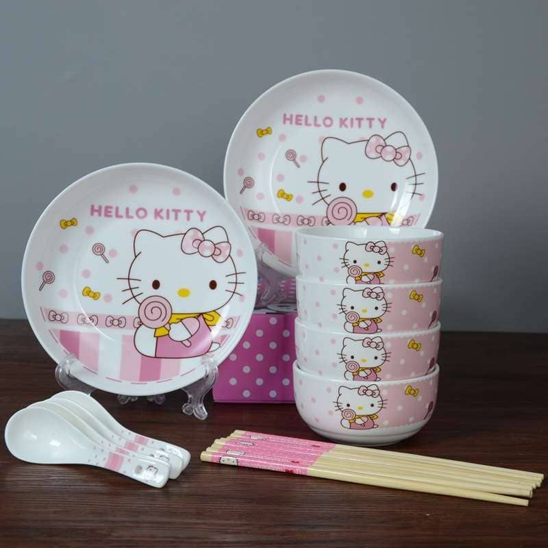 (1set 2plate + 4bowl + 4spoon) Hello Kitty Ceramic dining set Hello ...