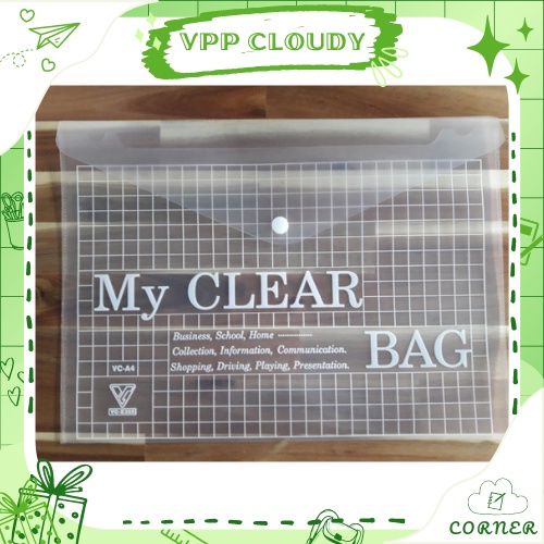 Transparent button cover for A4/F4 documents, MY CLEAR waterproof files ...