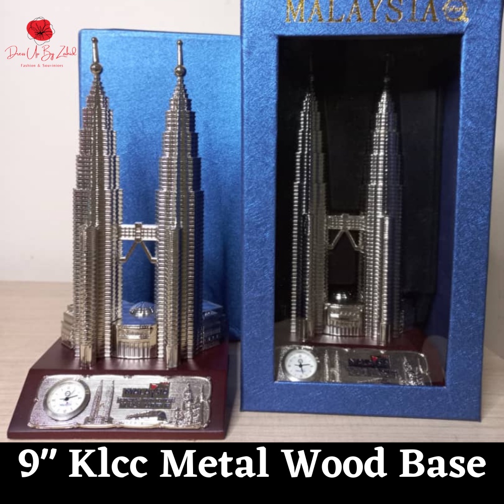 Ready Stock 🎁 KLCC Malaysia 9 Inches Metal Wooden Base Twin Towers With ...