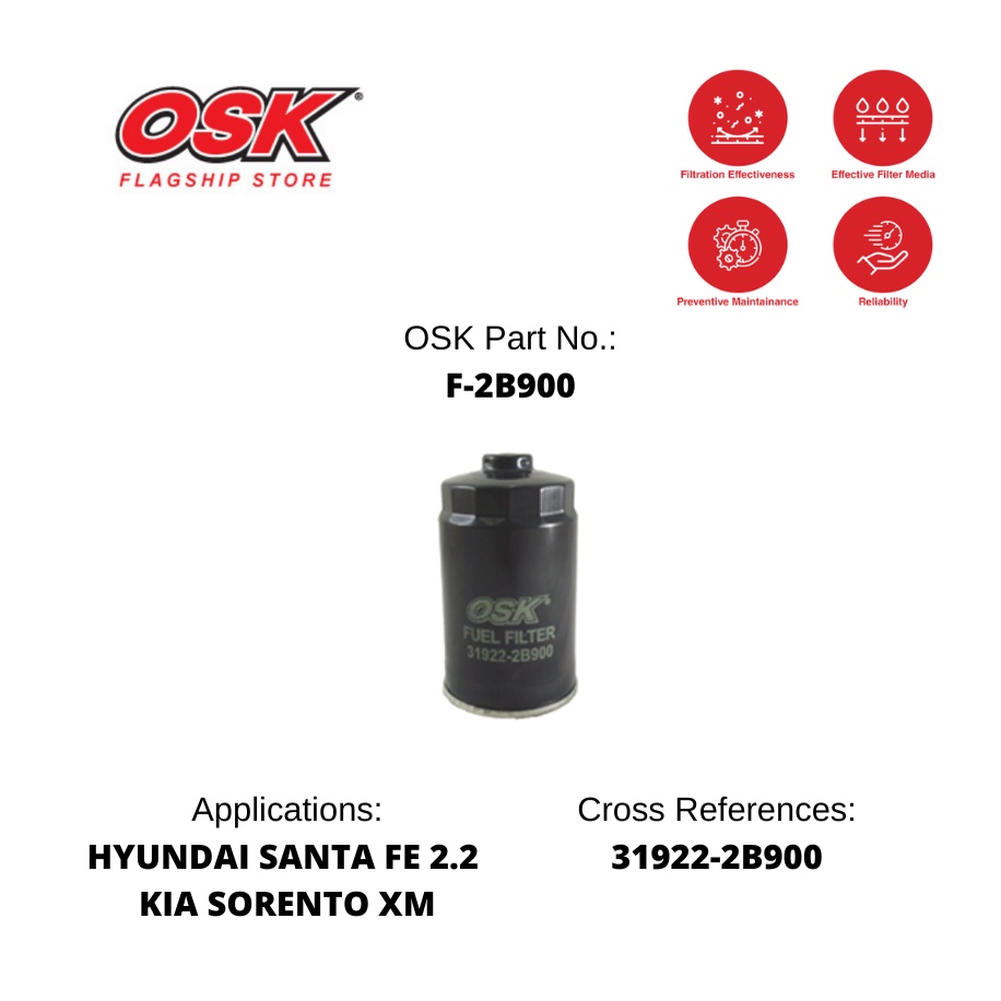 OSK DIESEL FUEL FILTER for HYUNDAI SANTA FE 2.2 KIA SORENTO XM 31922 ...