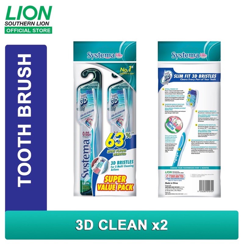 SYSTEMA Enhanced Clean Toothbrushes - 3D Clean (2 Pcs) [Super Value ...