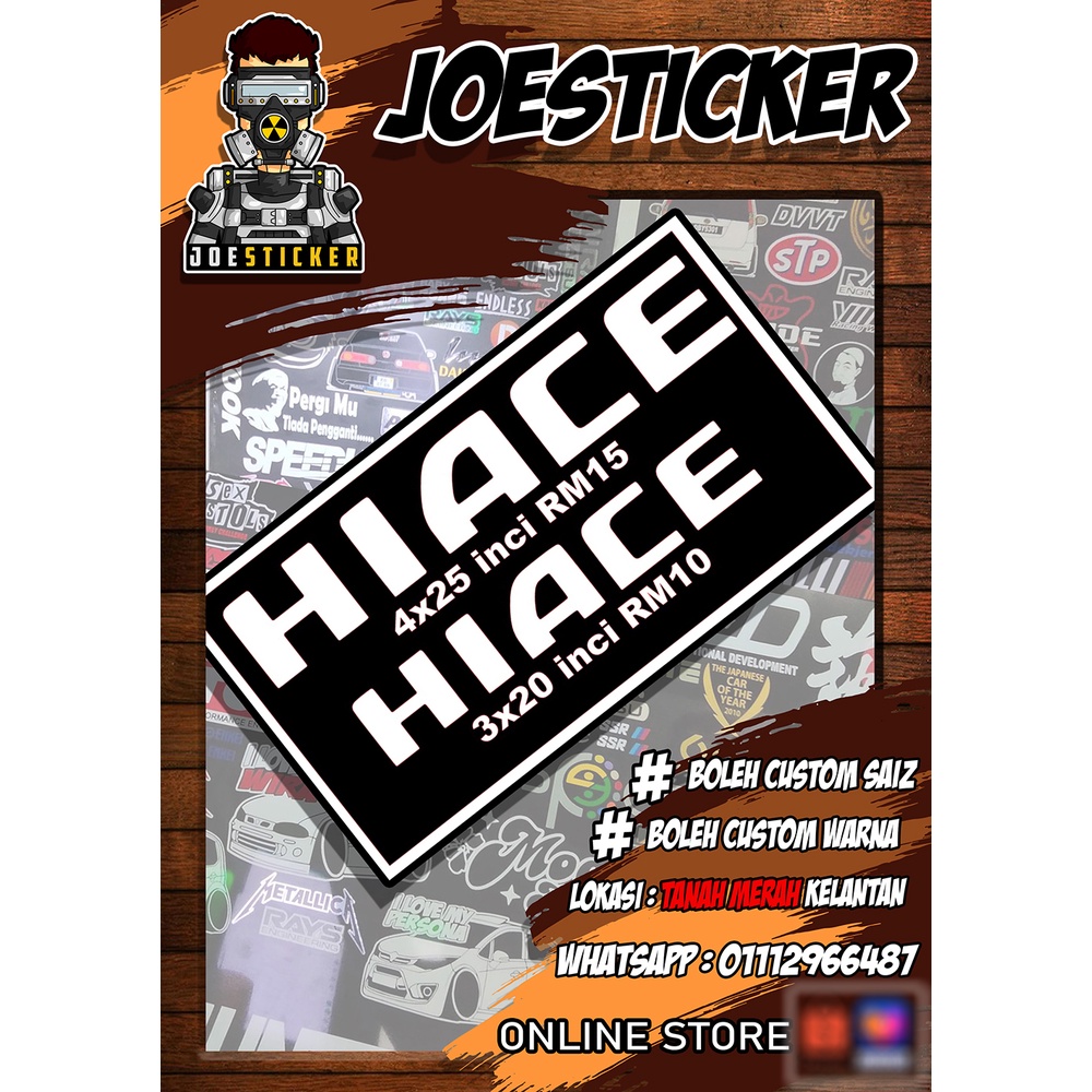 STICKER WORDING HIACE TANPA BACKGROUND UNTUK WINDSCREEN & CERMIN ...