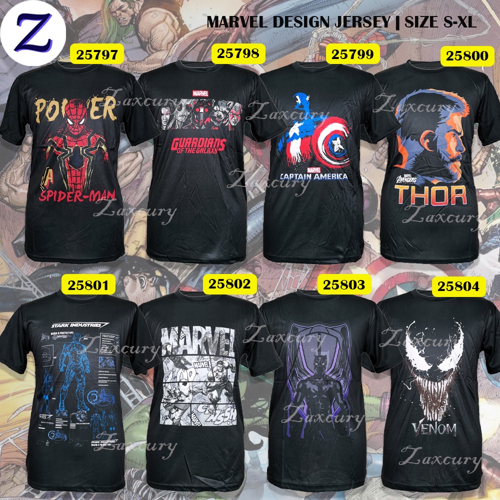 漫威 Marvel Avengers Design Jersey Unisex Tshirt Baju Hereos Spiderman ...
