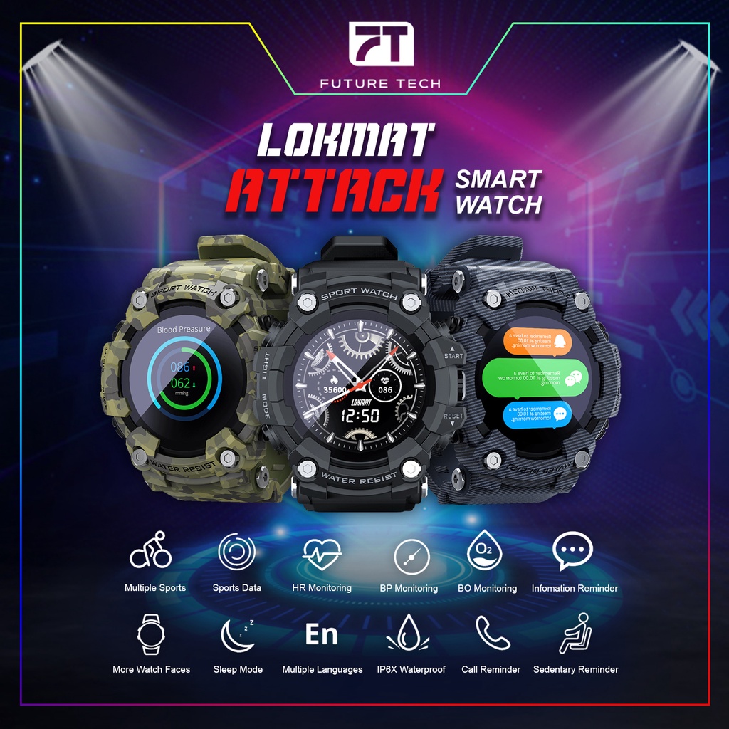 🔥100% Original🔥LOKMAT Attack Smart Watch Multiple Sport Modes ...
