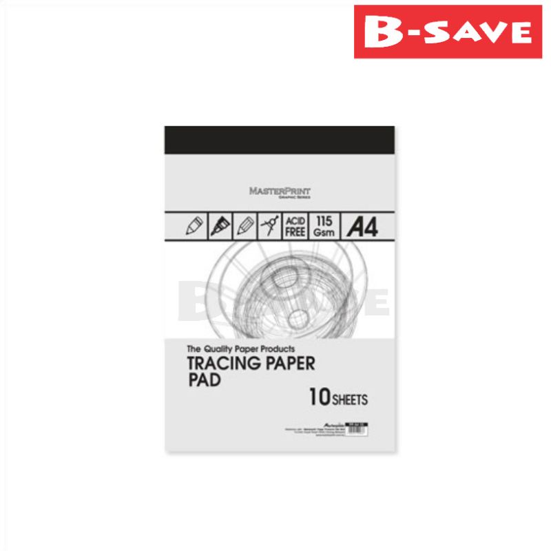 Masterprint Tracing Paper Pad 115gsm 10 Sheets A4 A3 A2 Kertas Surih