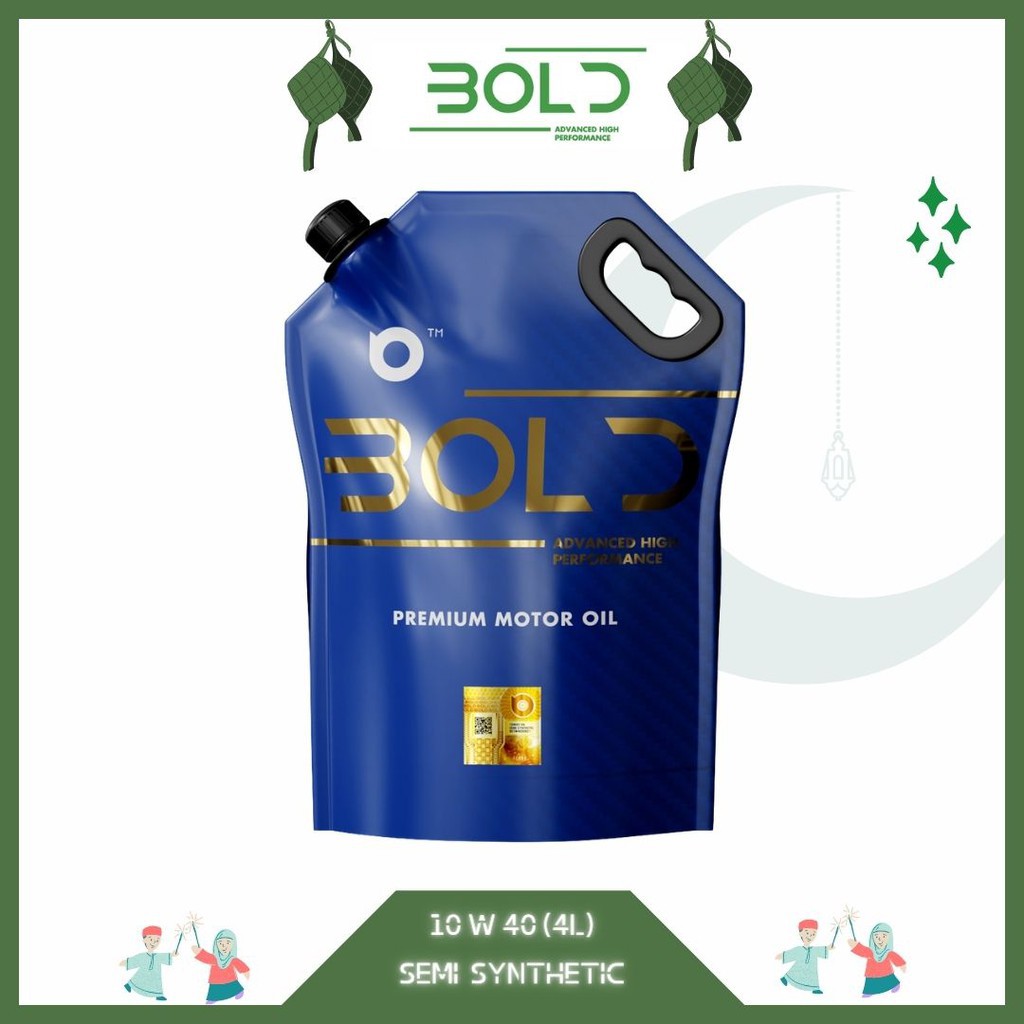 Bold 10w40 4L Semi Synthetic SN Engine Oil Car Lubricant 10w-40 4Litre Minyak Hitam Enjin ...