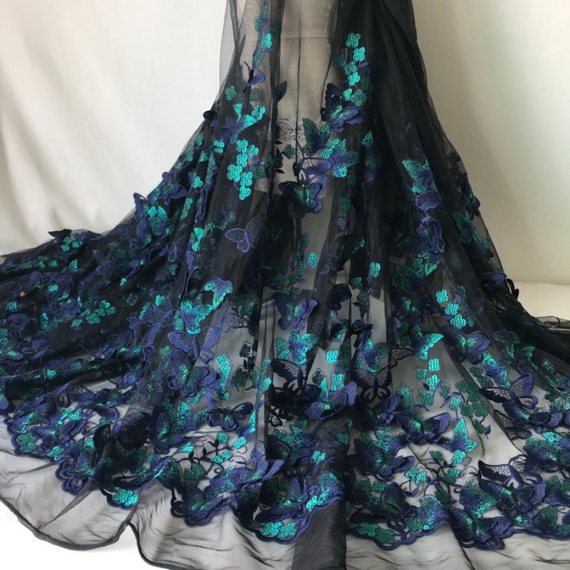 Mesh Fabric 3D Three-Dimensional Butterfly Flower Embroidery Lace ...
