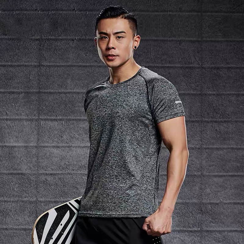 【CMBY】Breathable Solid Elastic Short Sleeve T Shirt Dry Fit Men Gyms ...