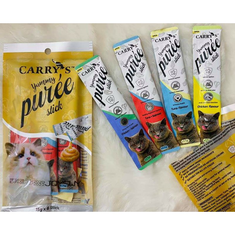 𝗖𝗮𝗿𝗿𝘆'𝘀 𝗬𝘂𝗺𝗺𝘆 𝗣𝘂𝗿𝗲𝗲 𝗦𝘁𝗶𝗰𝗸/𝗖𝗿𝗲𝗮𝗺𝘆 𝗖𝗮𝘁 𝗧𝗿𝗲𝗮𝘁𝘀 (𝟭𝟱𝗴 𝘅 𝟲 𝗦𝘁𝗶𝗰𝗸) | Shopee ...