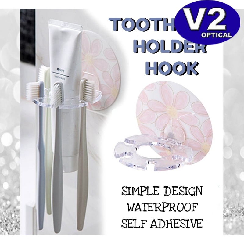 Toothbrush Holder Hook Punch Free Hanger Toothpaste Storage Rack Shaver ...