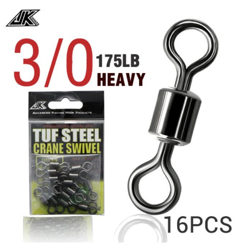 JK Crane Barrel Bearing Rolling Swivel Solid Ring Fishing Swivels Hook ...