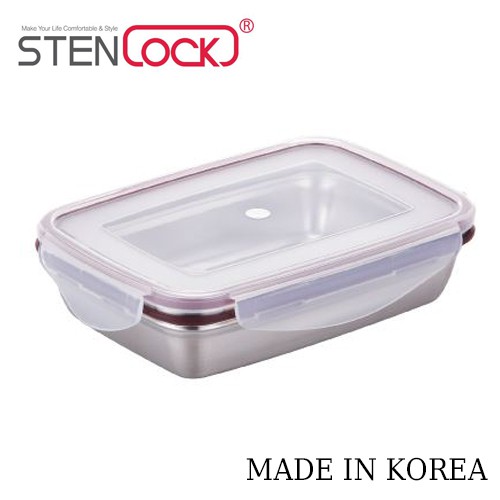 [STENLOCK]Square 1L, Stainless Steel Airtight food Container[made in korea] | Shopee Malaysia