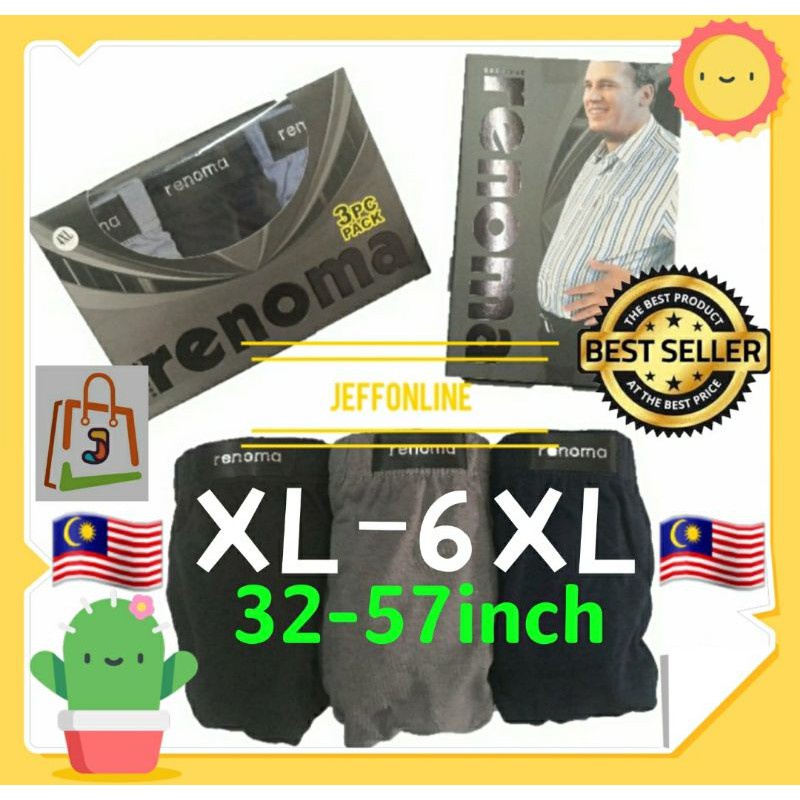 daiso 🔥XL - 6XL🔥Rennoma 3 in 1 Big Size/ Spender/ Underwear/ Seluar Dalam Lelaki Saiz Besar ...