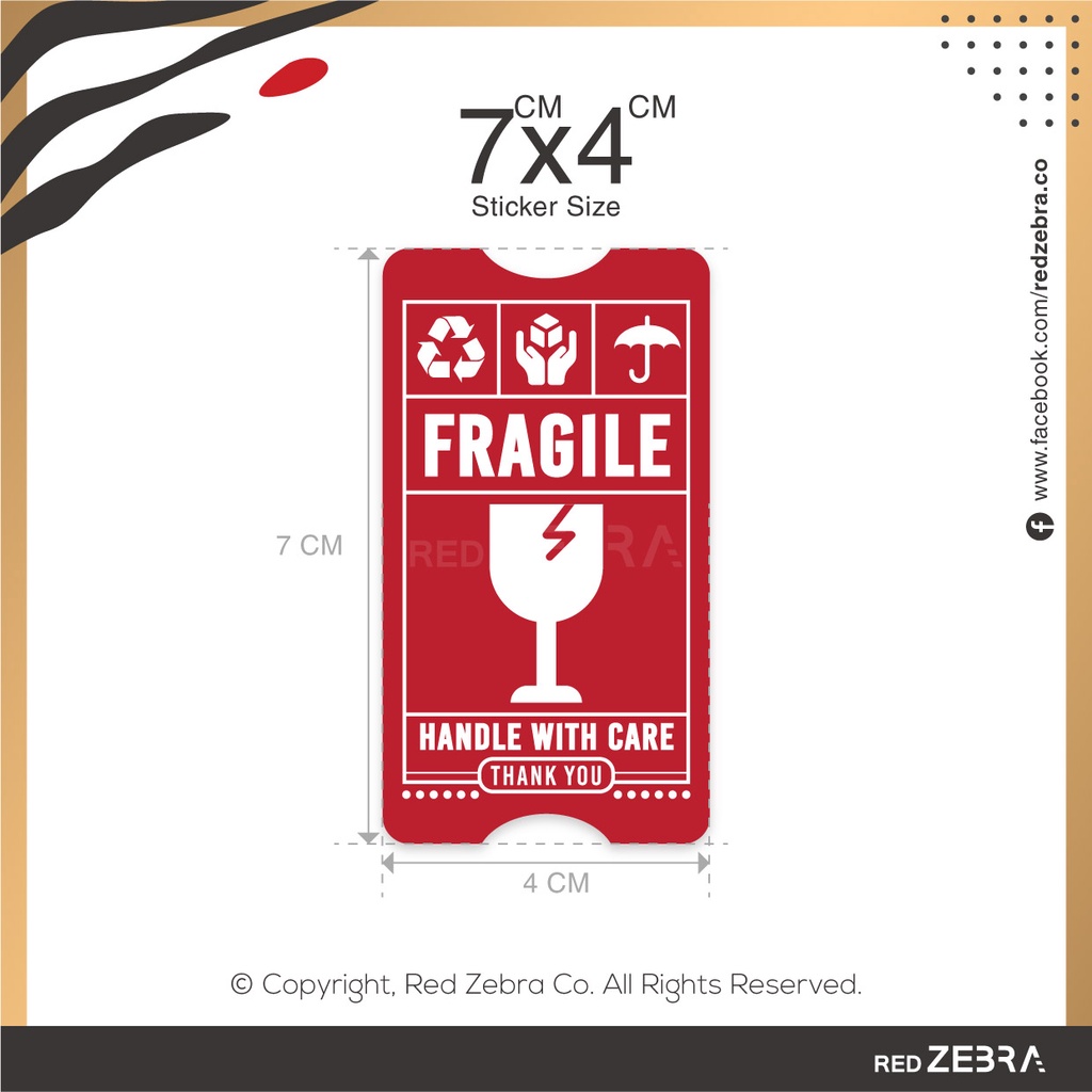 Red Zebra 】 [ READYMADE ] Creative Fragile Sticker Label | Special ...