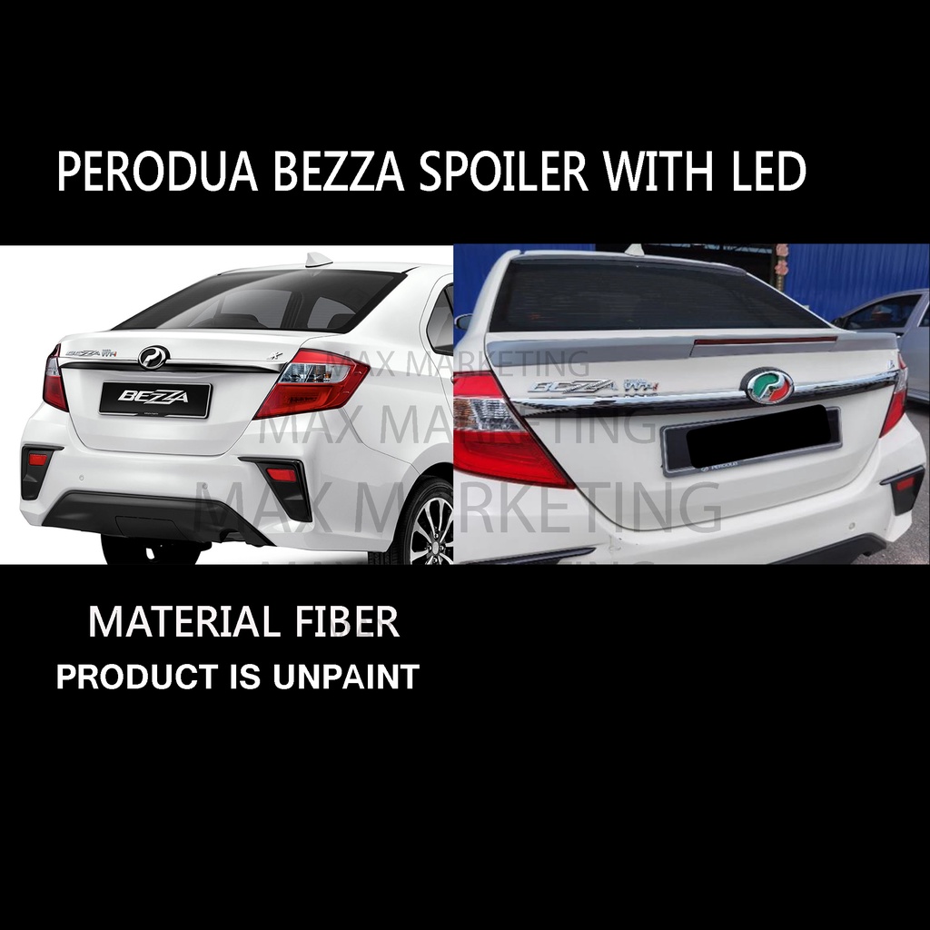 PERODUA BEZZA 2020 SPOILER WITH LED FIBER SKIRT LIP BODYKIT | Shopee ...