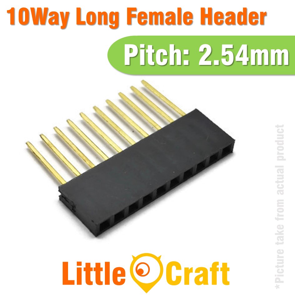 Long Pin Straight Female Header Single Row 10 ways - 2.54mm Pitch ...