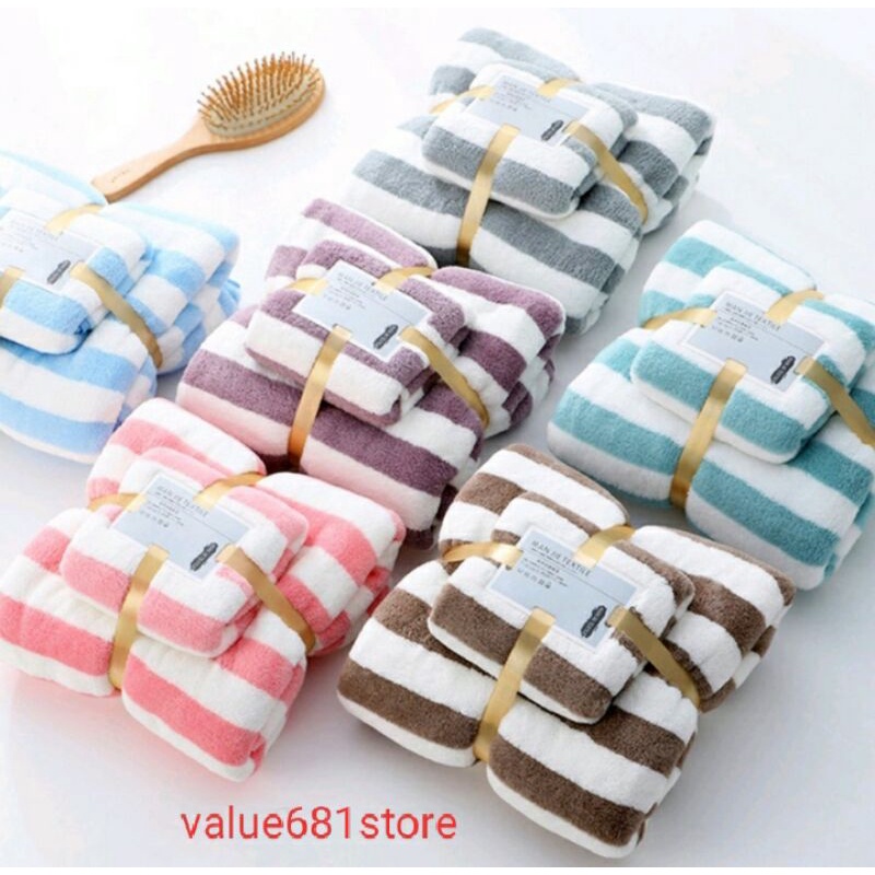 Tuala Mandi dan Tuala Muka Serap Air 2 pcs Korea Original 2 in 1 Towel ...