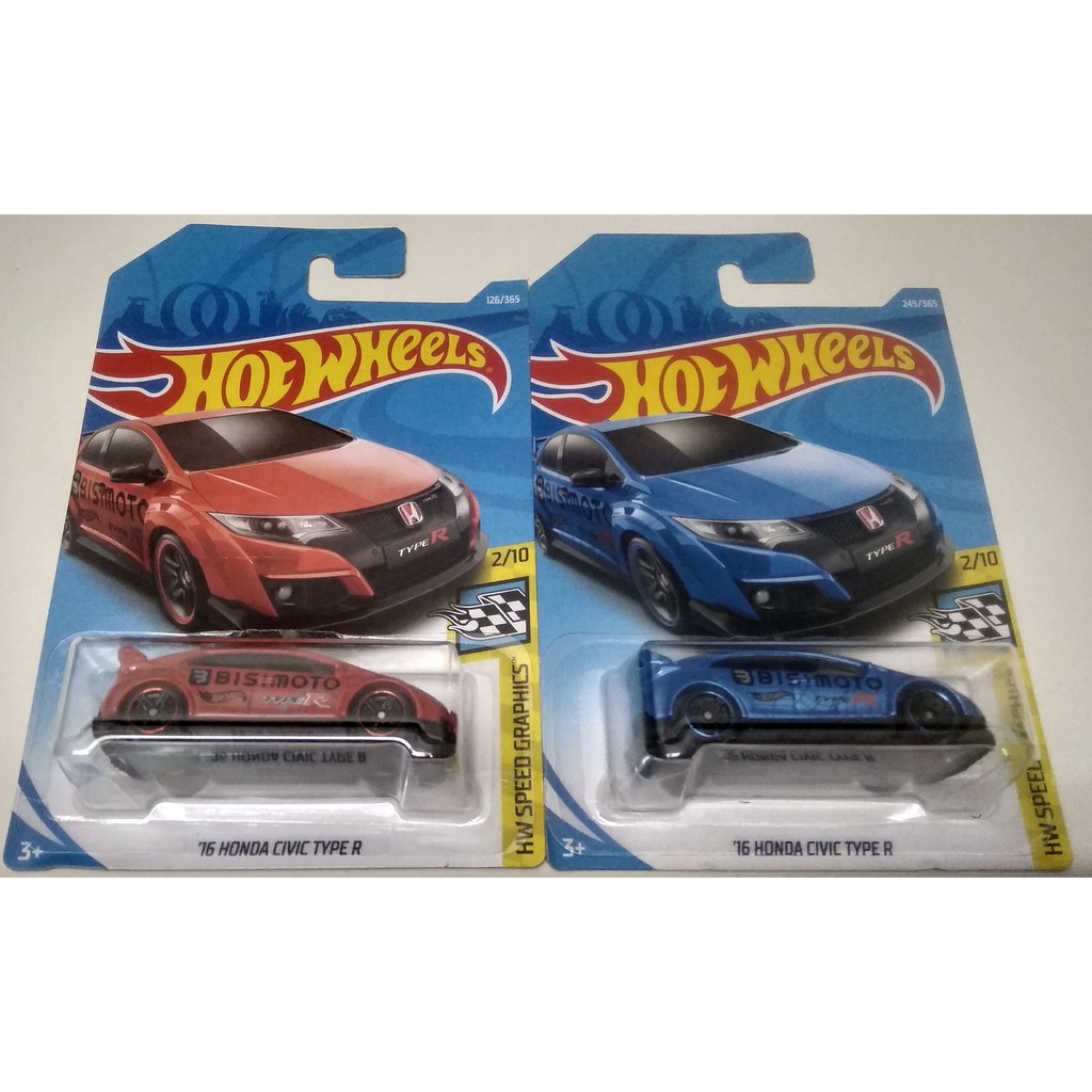 Hot Wheels mix lot of 2 -HONDA CIVIC TYPE R BLUE -HONDA CIVIC TYPE R ...