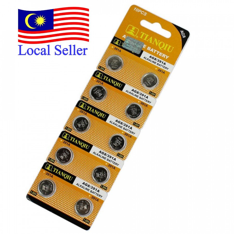 TIANQIU 1Pack-10pcs AG8 LR55 391 SR1120 191 LR1120 Cell Coin Button ...