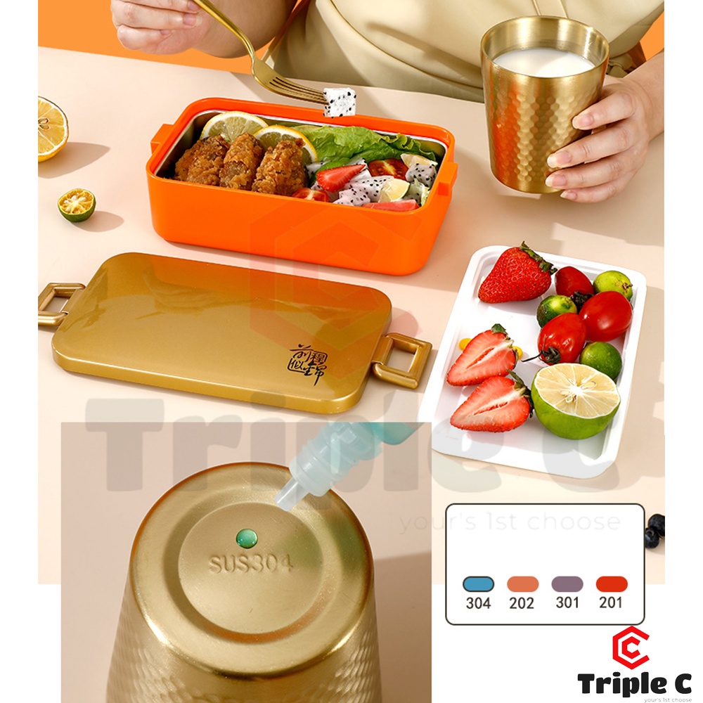 [Triple C] High Quality 304 Stainless Steel Lunch Box And Cup Set ...