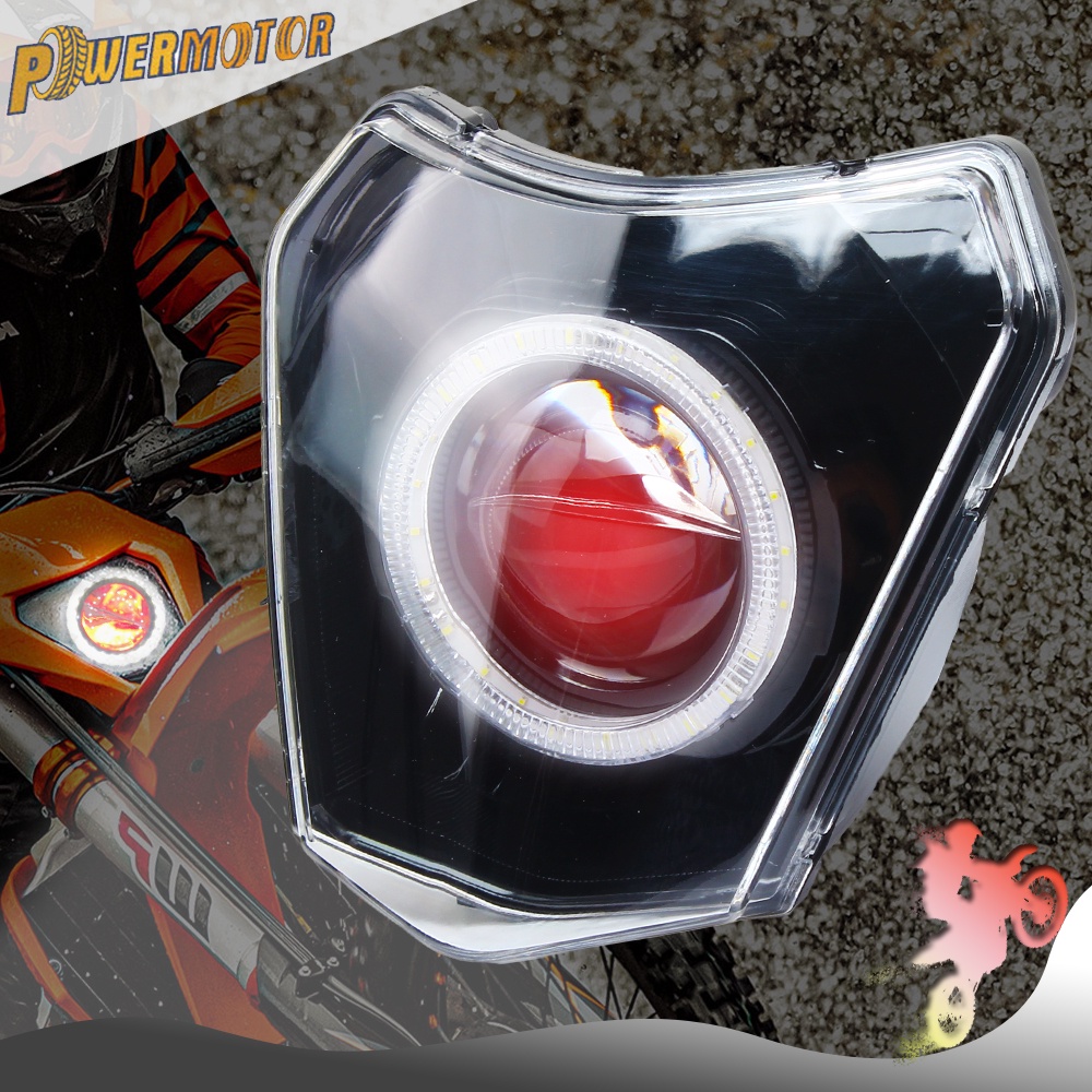 Motorcycle Headlight LED Wick Plate Head Lamp Fairing Round for KTM KLX ...