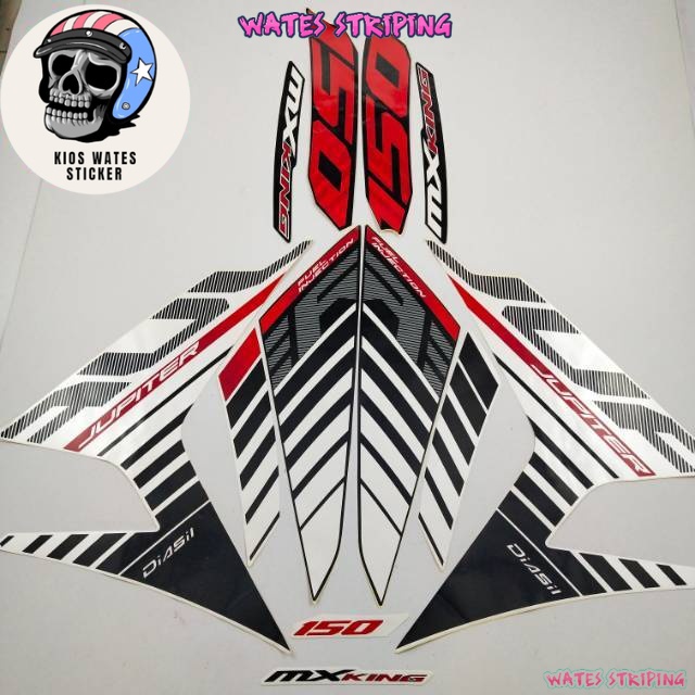 HITAM PUTIH Striping Decal Polet Sticker yamaha mx king 150 2015 ...
