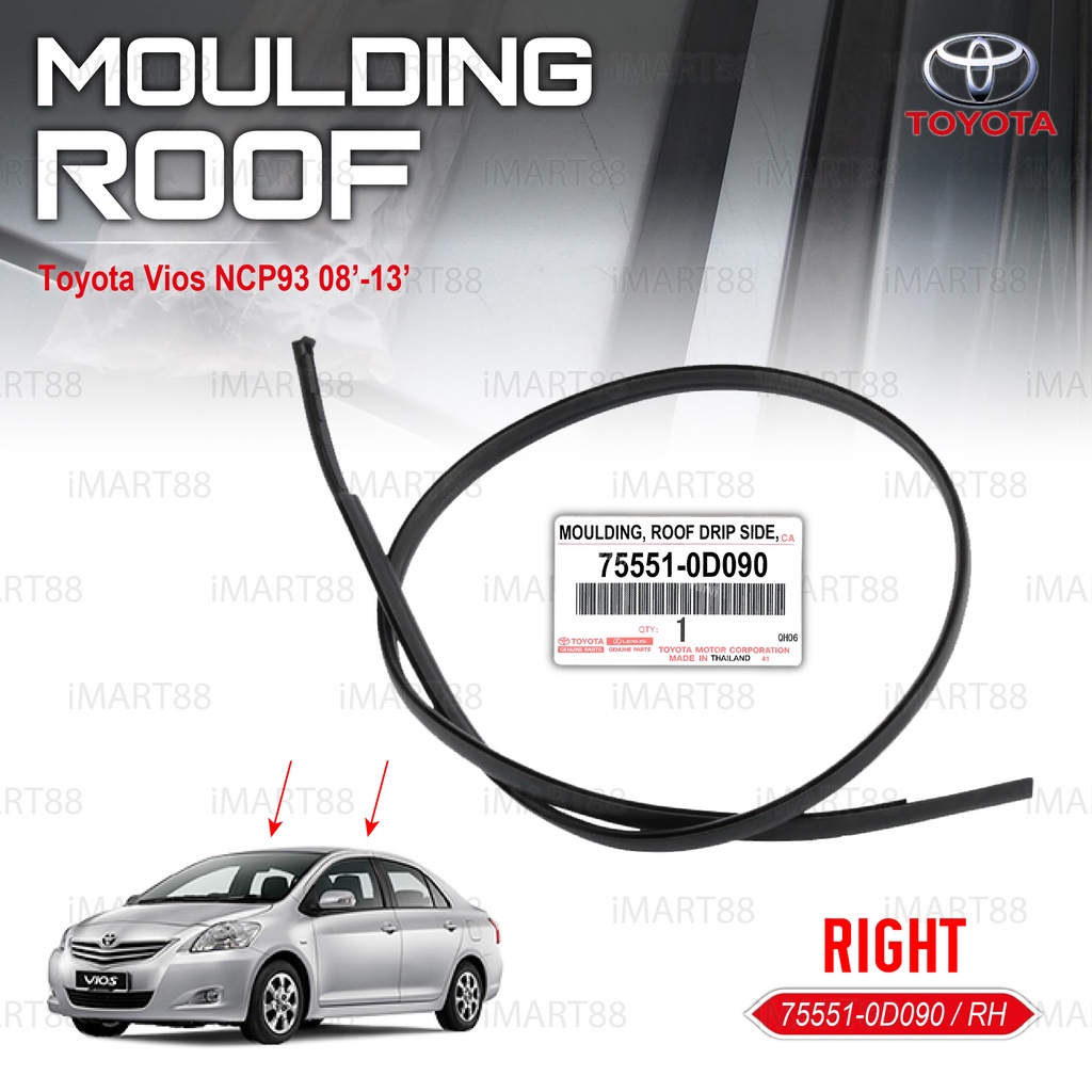 ORIGINAL Toyota Vios NCP93 ROOF MOULDING LINING RUBBER OUTER STRIP ...