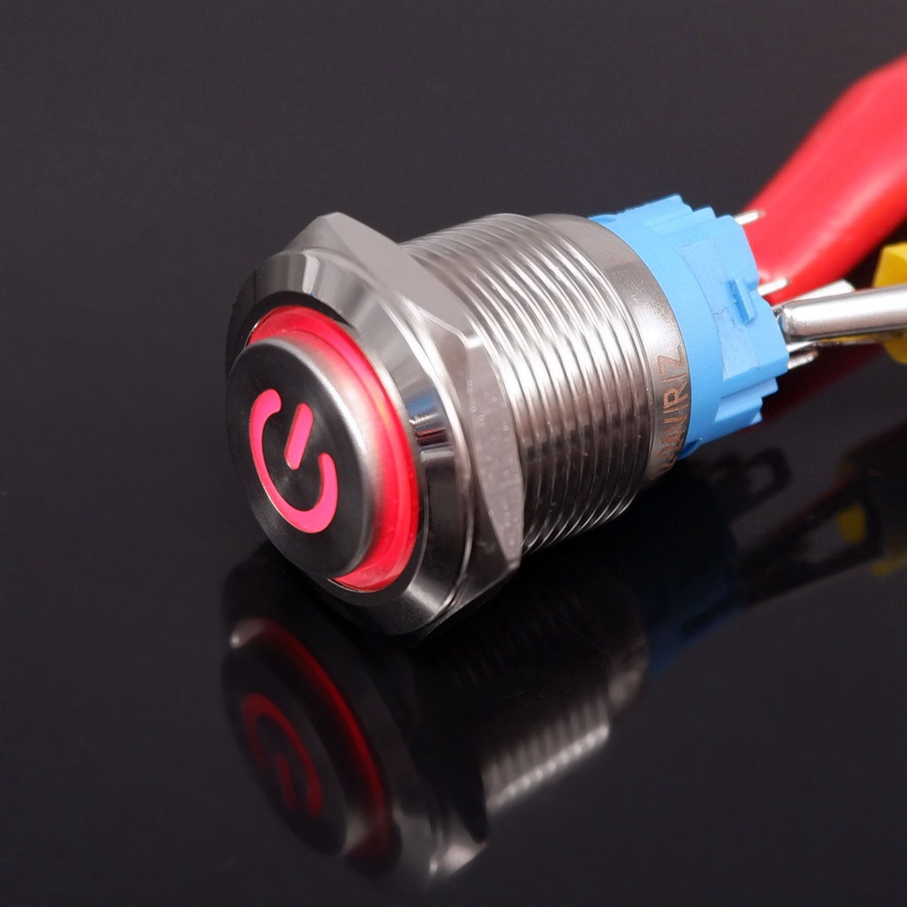 16mm Switch Button Turn On Off Power LED Lights PC AUTO Start Stop ...