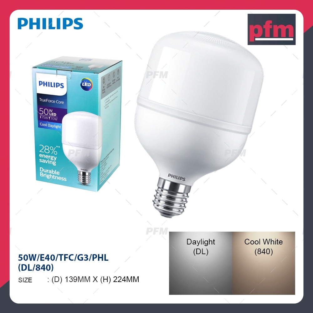 PHILIPS TRUEFORCE CORE 50W/80W E40 INDUSTRIAL HIGH BAY LED BULB ...