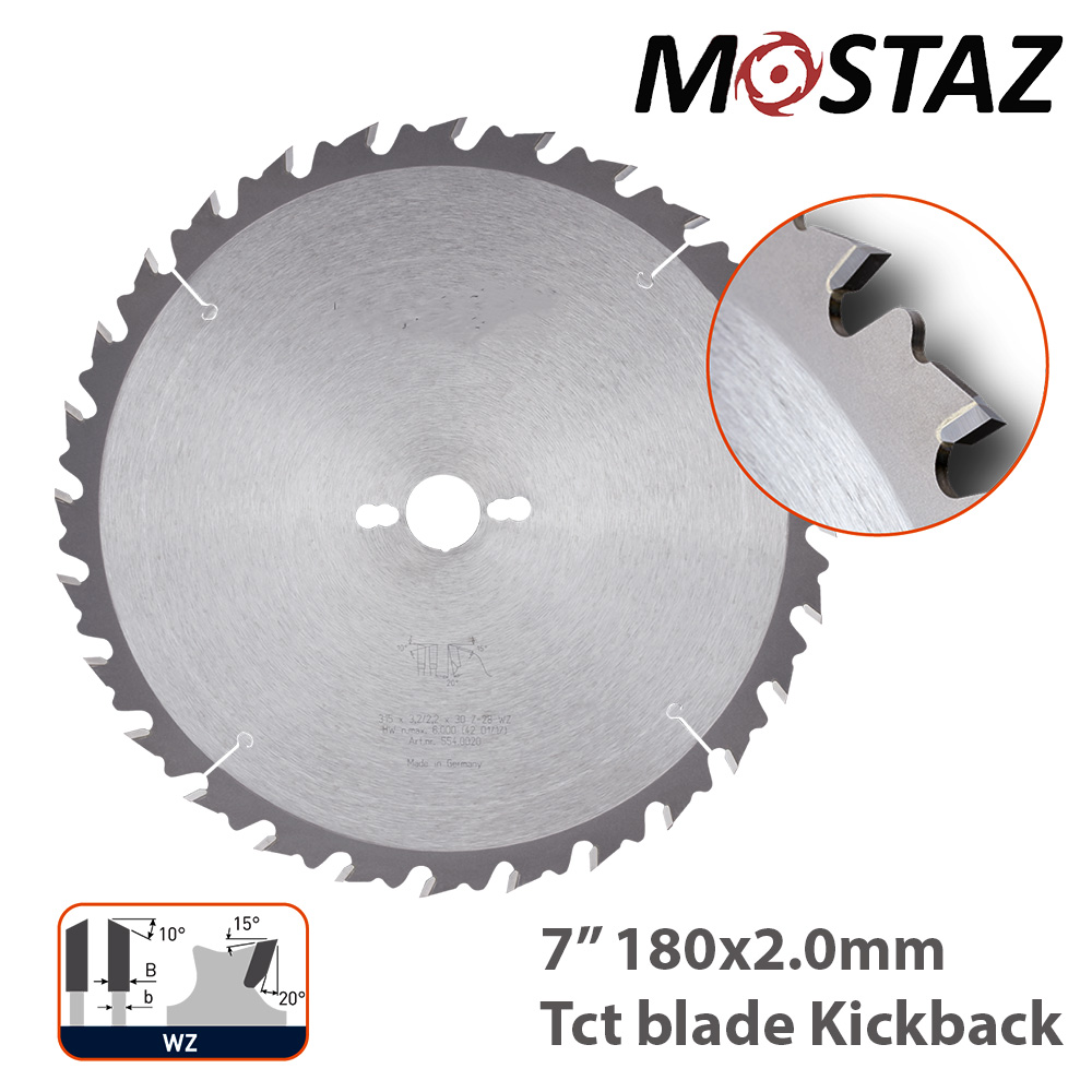 Mostaz tct blade - kickback 7 INCH 180 X 2.0mm BORE SIZE 20/25.4MM ...