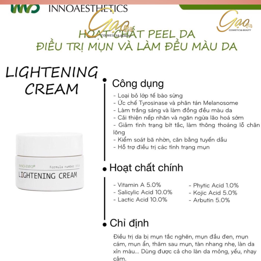 Inno LIGHTENING Active peel Cream Vitamin A 5% Innoaesthetics Inno ...