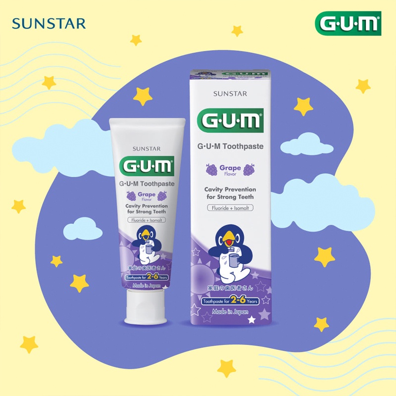 GUM Kids Toothpaste 70g 2-12 Year Children's Fluoride Kids & Baby Mint ...